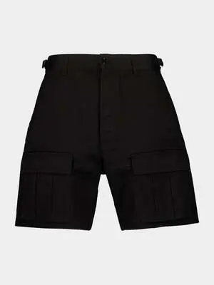 Celine Woven Cotton Cargo Shorts - Black