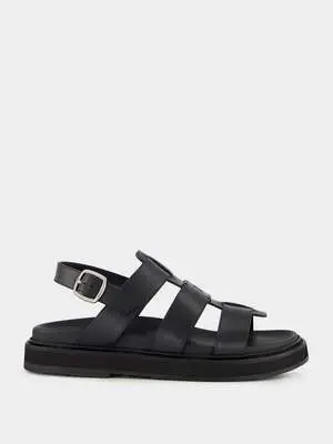 Celine Triomphe Leather Chunky Sandals - Black