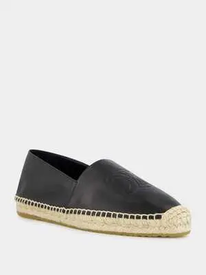 Celine Leather Espadrilles With Embossed Triomphe Detail - Black