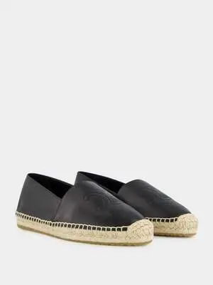 Celine Leather Espadrilles With Embossed Triomphe Detail - Black
