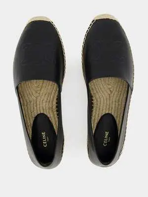 Celine Leather Espadrilles With Embossed Triomphe Detail - Black