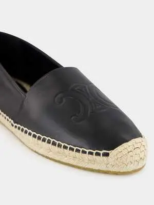 Celine Leather Espadrilles With Embossed Triomphe Detail - Black