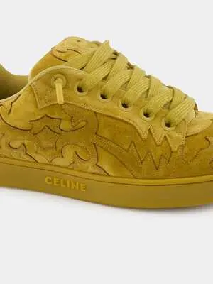 Celine Huntington Embossed Leather Sneakers