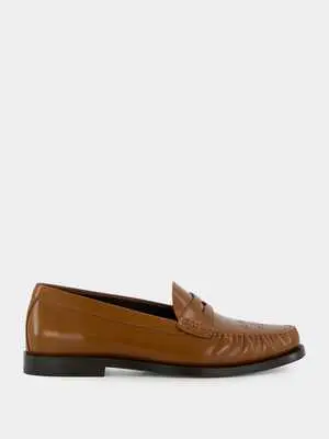 Celine Vivienne Loafers In Leather - Brown