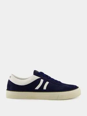 Celine Suede And Leather Low Top Sneakers - Blue