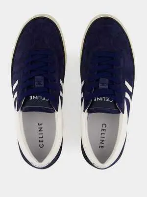 Celine Suede And Leather Low Top Sneakers - Blue