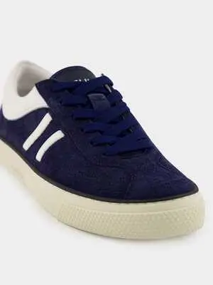 Celine Suede And Leather Low Top Sneakers - Blue