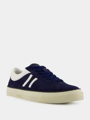 Celine Suede And Leather Low Top Sneakers - Blue