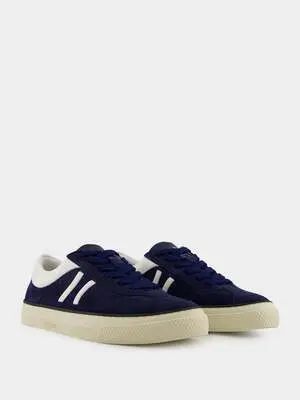 Celine Suede And Leather Low Top Sneakers - Blue