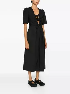 GANNI Satin Finish Midi Dress - Black