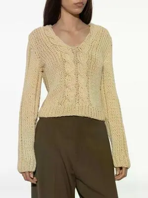 JIL SANDER Cable Knit V-neck Sweater
