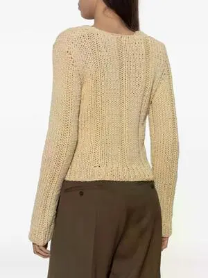 JIL SANDER Cable Knit V-neck Sweater