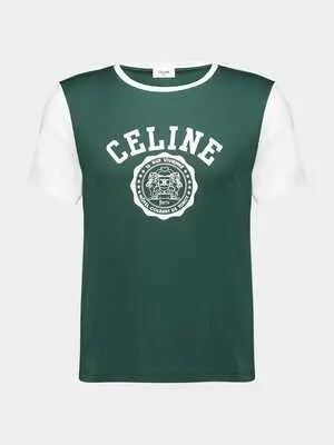 Celine T-shirt Regular Fit S/s C-neck Jersey Cotton - Green