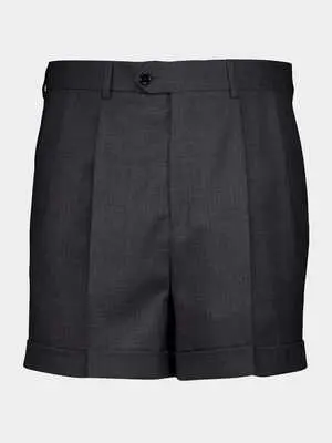 Celine Woven Wool Shorts - Grey