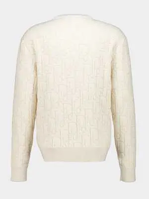 Dior Ribbed Crew Neck Sweater With All-over Jacquard Motif