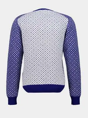 Dior Wool V-neck Sweater With Geometric Pattern