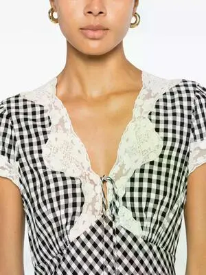 Rixo Lacie Lace-trim Gingham Mini Dress - Black