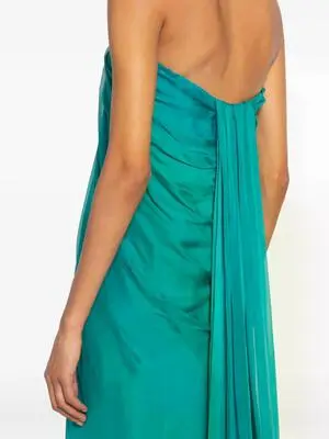 Alexander McQueen Strapless Draped Maxi Dress - Blue