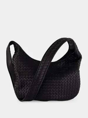 Bottega Veneta Intrecciato Nappa Fluffy Leather Handbag - Black