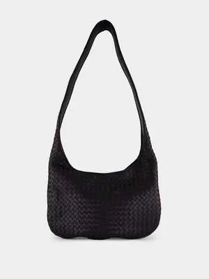 Bottega Veneta Intrecciato Nappa Fluffy Leather Handbag - Black