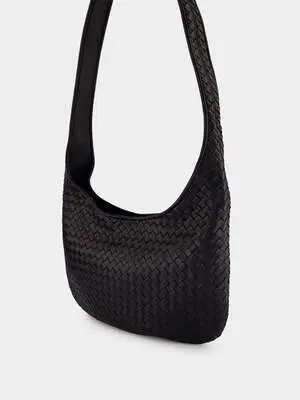Bottega Veneta Intrecciato Nappa Fluffy Leather Handbag - Black