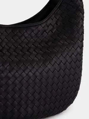 Bottega Veneta Intrecciato Nappa Fluffy Leather Handbag - Black