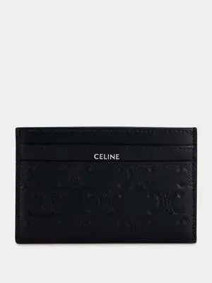 Celine Card Holder Triomphe All Over Leather Medium - Black