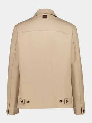 Dior Cotton Jacket With Patch And Button Details - Beige
