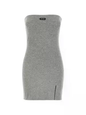 Miu Miu Strapless Logo Patch Mini Dress