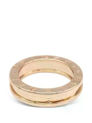 BVLGARI B.zero1 18k Rose Gold Logo Engraved Ring - Pink