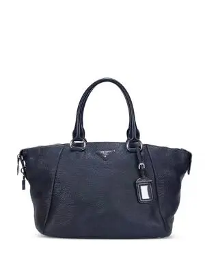 Prada Logo Plaque Tote Bag