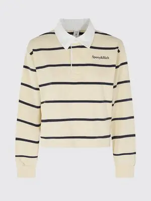SPORTY & RICH Striped Polo Shirt - Navy