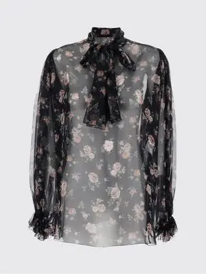 Dolce & Gabbana Floral Print Sheer Blouse - Black