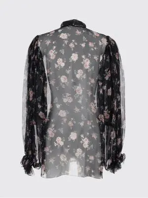 Dolce & Gabbana Floral Print Sheer Blouse - Black