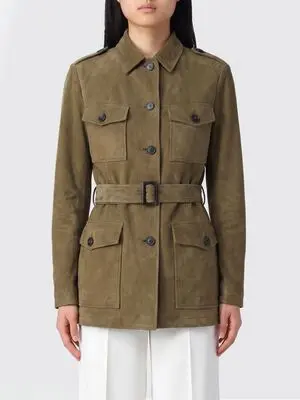Tagliatore Belted Suede Jacket - Green