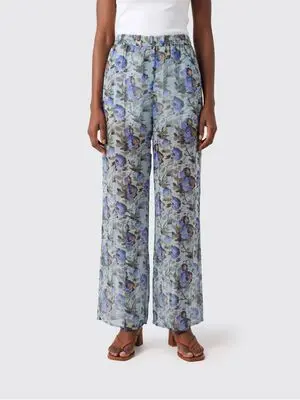 SEMICOUTURE Wide Leg Floral Print Trousers - Blue