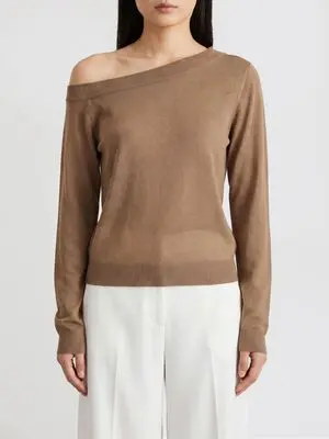 Federica Tosi Off-the-shoulder Fine Knit Sweater - Brown