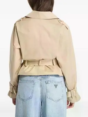 Guess Double-breasted Belted Cropped Trenchcoat