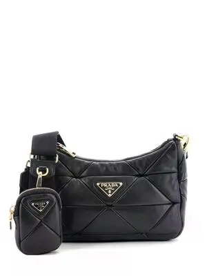 Prada Quilted Nappa Leather Hobo Bag - Black