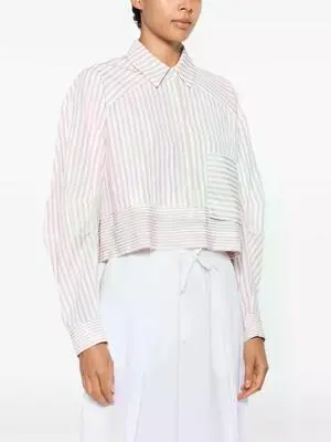 WEILI ZHENG Striped Cropped Shirt