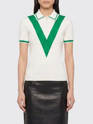 Valentino Garavani Knit Polo Shirt With V Detail - Ivory