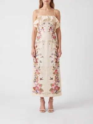 Zimmermann Midi Dress With Floral Pattern - Beige