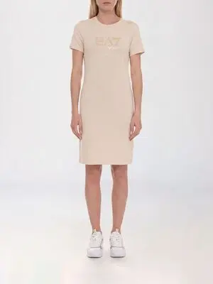 EA7 Logo T-shirt Dress - Beige