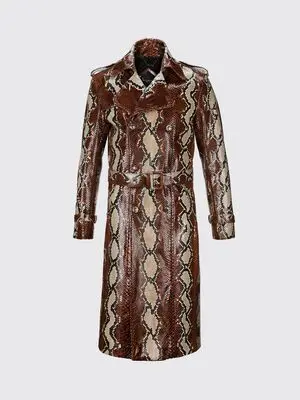 BILLIONAIRE Snake Print Leather Trench Coat