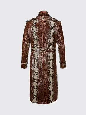 BILLIONAIRE Snake Print Leather Trench Coat
