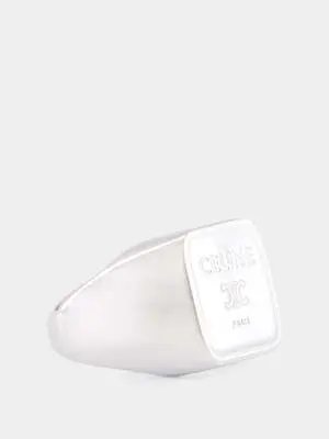 Celine Ring Square Signet Brass - Silver