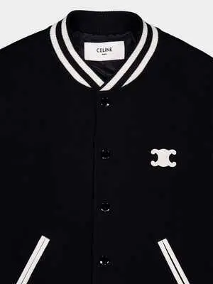 Celine Textured Wool Triomphe Teddy Bomber Jacket