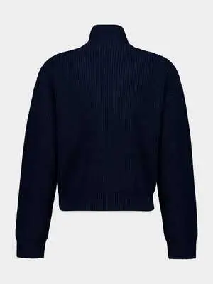 Celine Zipped Ribbed Virgin Wool Cardigan