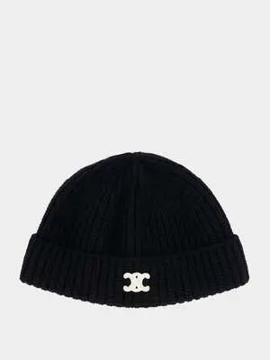 Celine Triomphe Cashmere Beanie - Black