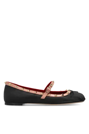 Valentino Garavani Ballet Flats With Studded Straps - Black